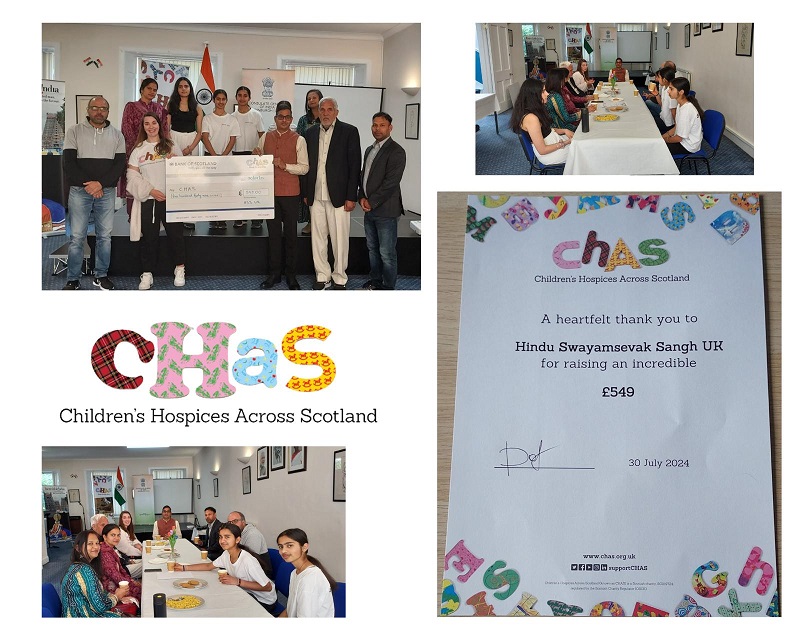 Hindu Swayamsevak Sangh (UK) Presents Cheque to CHAS Charity ...